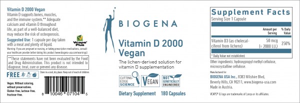 Vitamin D 2000 Vegan Formula | Biogena USA