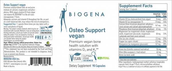 Premium vegan bone health solution with vitamin D3 and K2** | Biogena USA